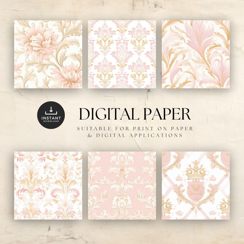 Regency Era Pattern in Pastel Pink, Seamless Background Jpg in Soft ...