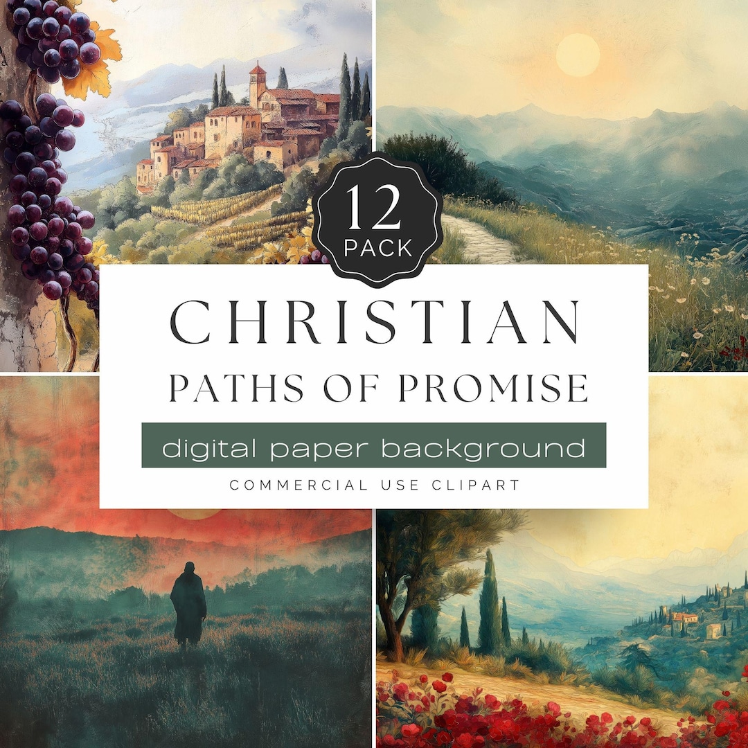Paths of Promise,faith Inspired Digital Papers With Olive Grove & Holy ...