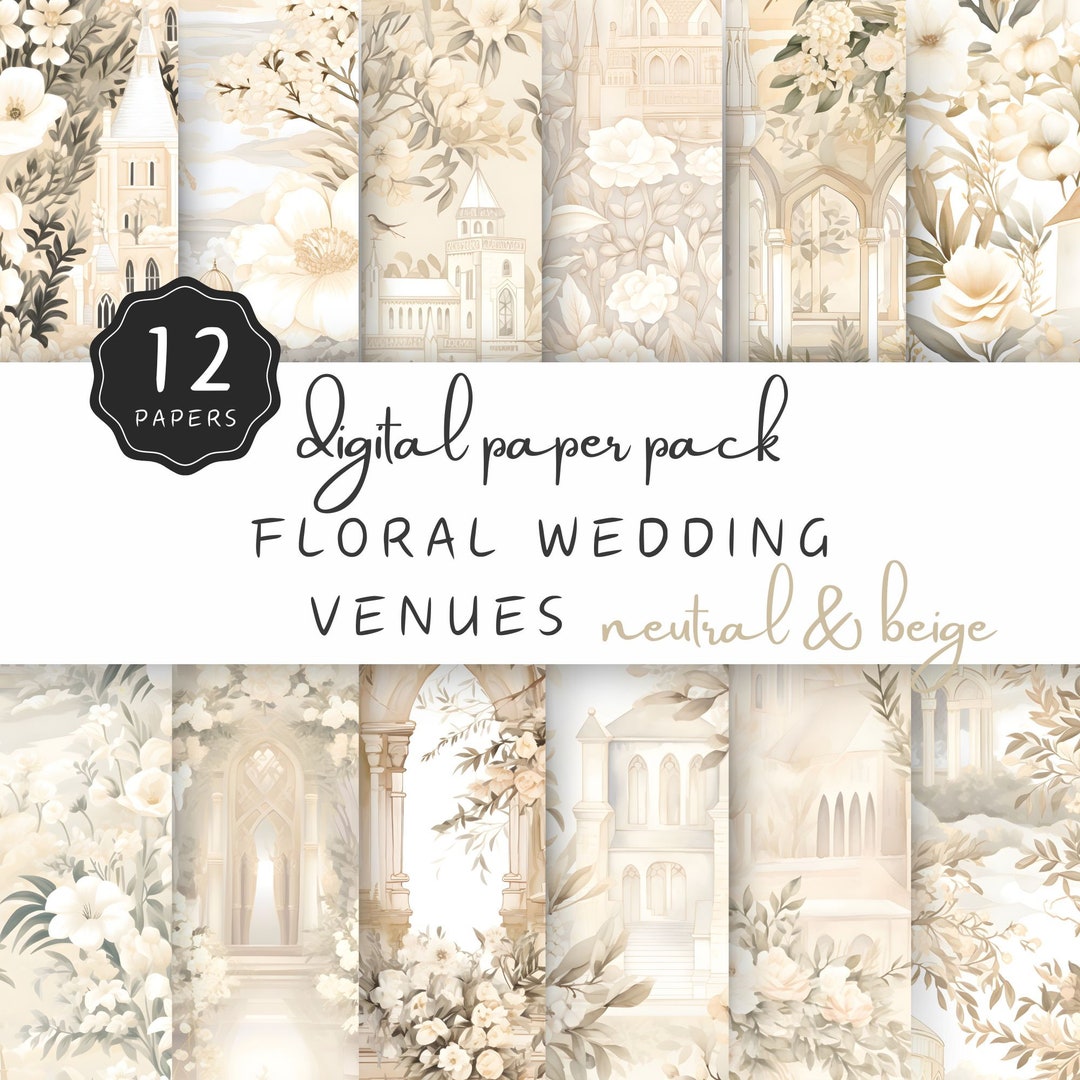 Floral Wedding Venue Digital Paper Pack, Set of 12 JPG Tile in Seamless ...