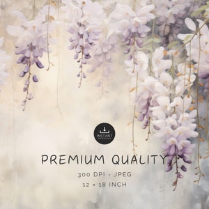 Watercolor Wisteria Paper Jpg, Purple Hanging Floral Background ...