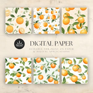 Cutie Orange Paper, Seamless Citrus Fruit Digital Background Jpg, Dark ...