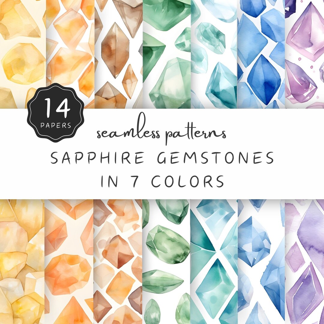 Sapphire Gemstone Digital Papers, JPG Seamless Pattern, April Birth ...