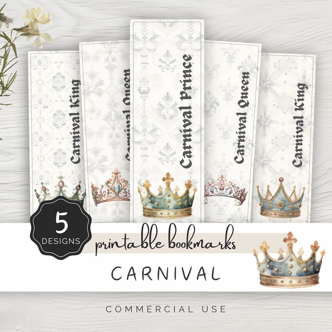 Carnival Printable Bookmark, Royal Prince, King and Queen, Festival ...