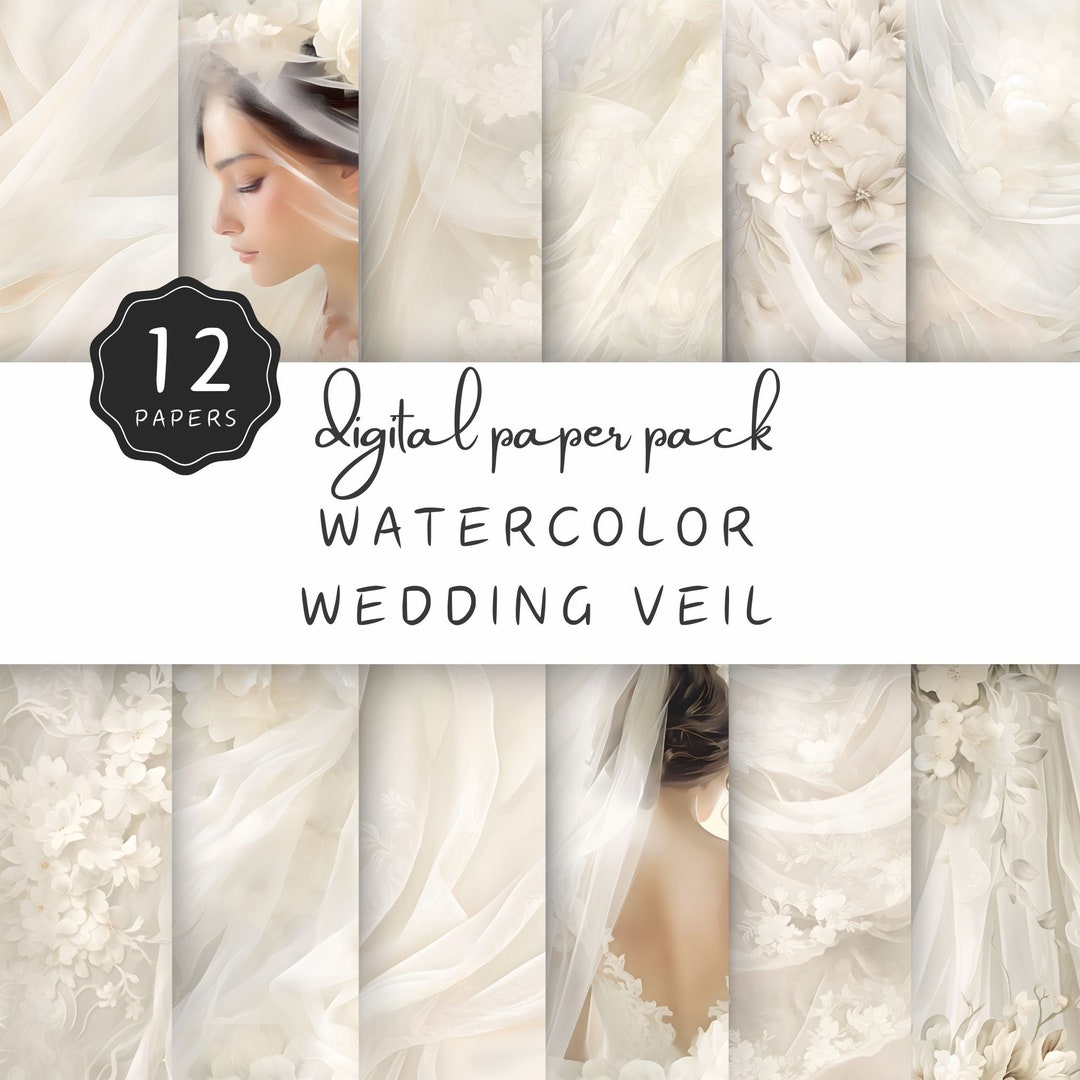 Wedding Veil Digital Paper, Set of 12 JPG Tile in Seamless Pattern ...
