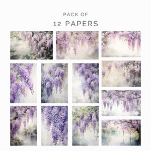 Watercolor Wisteria Paper Jpg, Purple Hanging Floral Background ...