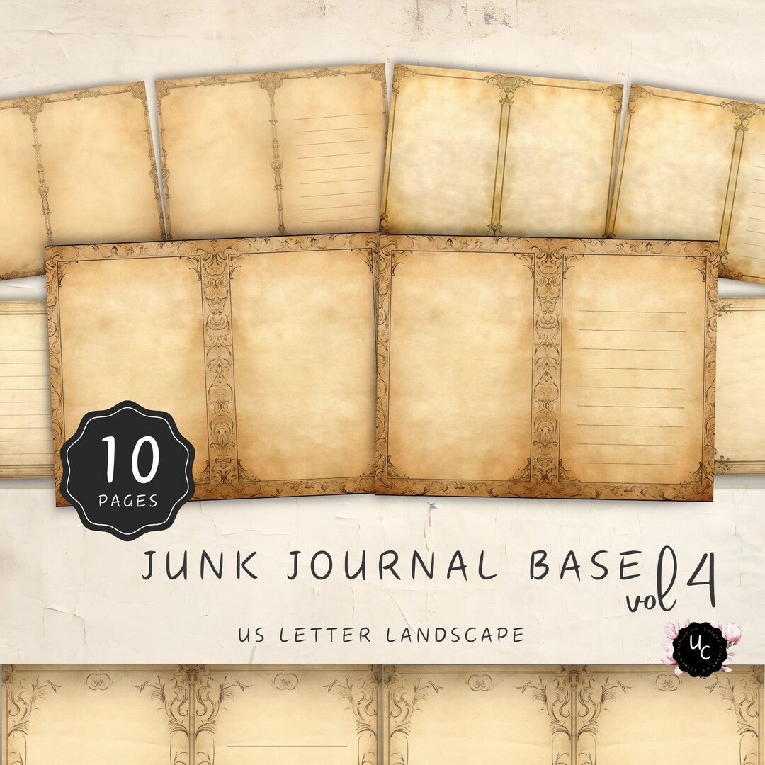 Junk Journal Landscape Base Template Vol4, US Letter 8,5 X 11 Inch ...