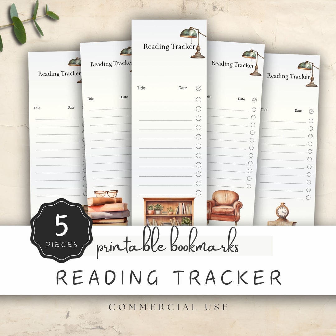Reading Tracker Printable Bookmark, 5 Cute Designs in Watercolor Style ...