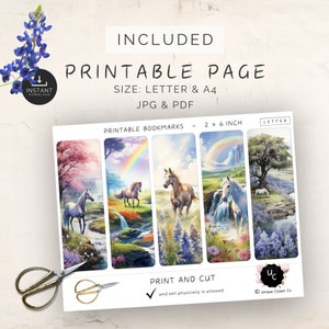 Horse Magic Printable Bookmark, Watercolor Cute Bookmarks Bluebonnet ...