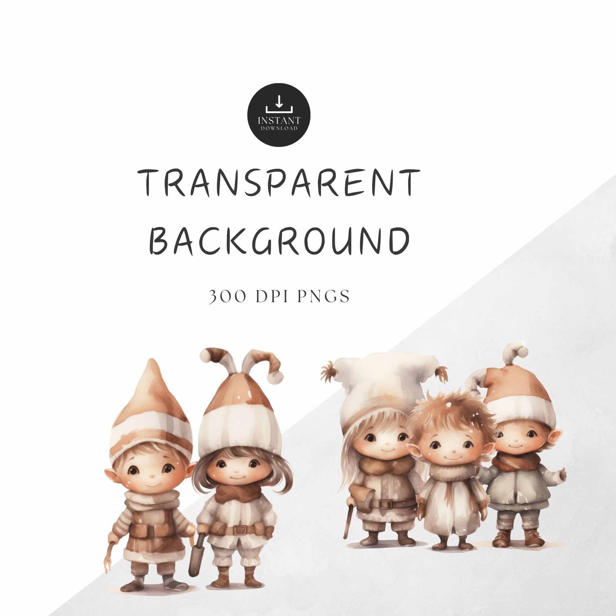 Cute Elves Clipart Pack Commercial License Christmas Elf Watercolor ...