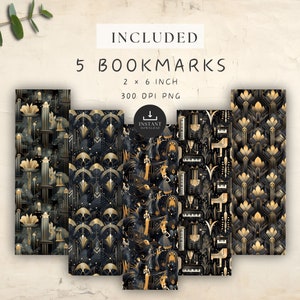 Art Deco Jazz Printable Bookmark, Black and Gold Jazzy Scene, 5 ...