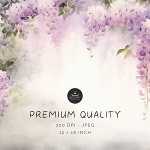 Watercolor Wisteria Paper Jpg, Purple Hanging Floral Background ...