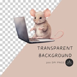 Smart Little Mouse Clipart Pack, Watercolor Tech Nerdy Mice, Headphones ...