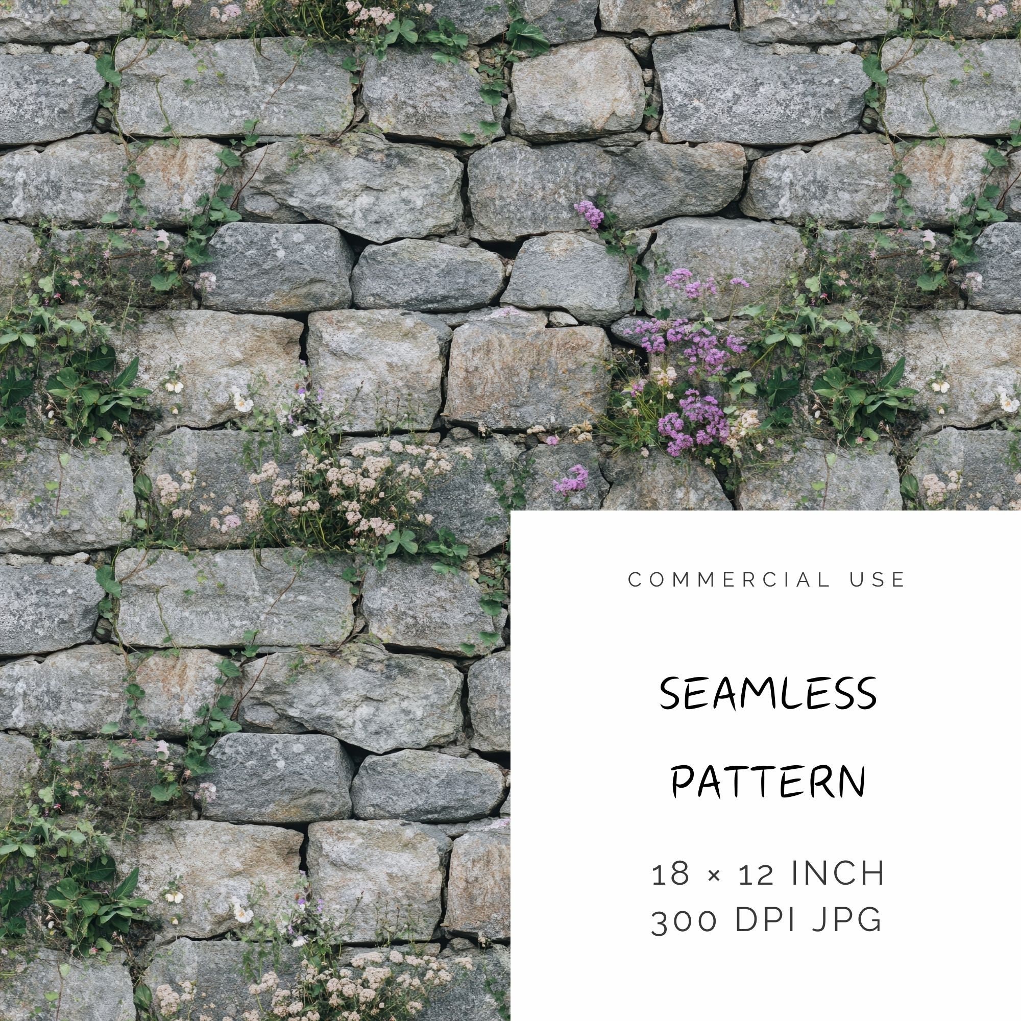 Seamless English Rock Wall Texture, Digital Paper Pack of 12 ...