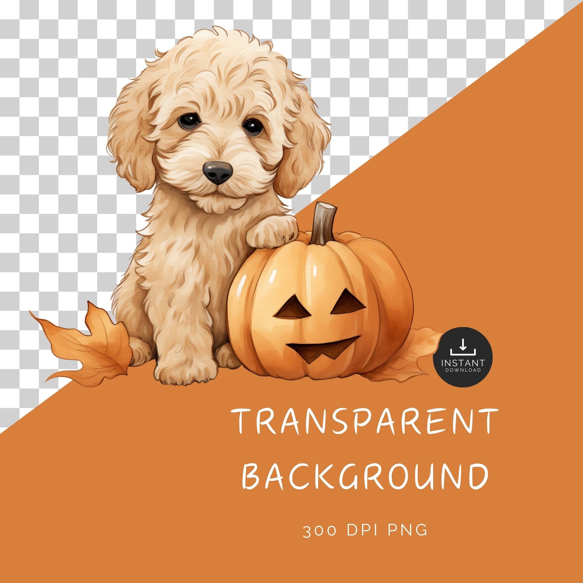 Golden Doodle Pumpkin Png Clipart, Watercolor Halloween, Cute Dog Pet ...
