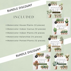 Potted Plant Clipart Bundle Watercolor Indoor Houseplants Cactus ...