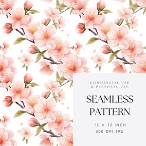 Peach Blossom Digital Papers, JPG Seamless Pattern, 2024 Natural Fruit ...