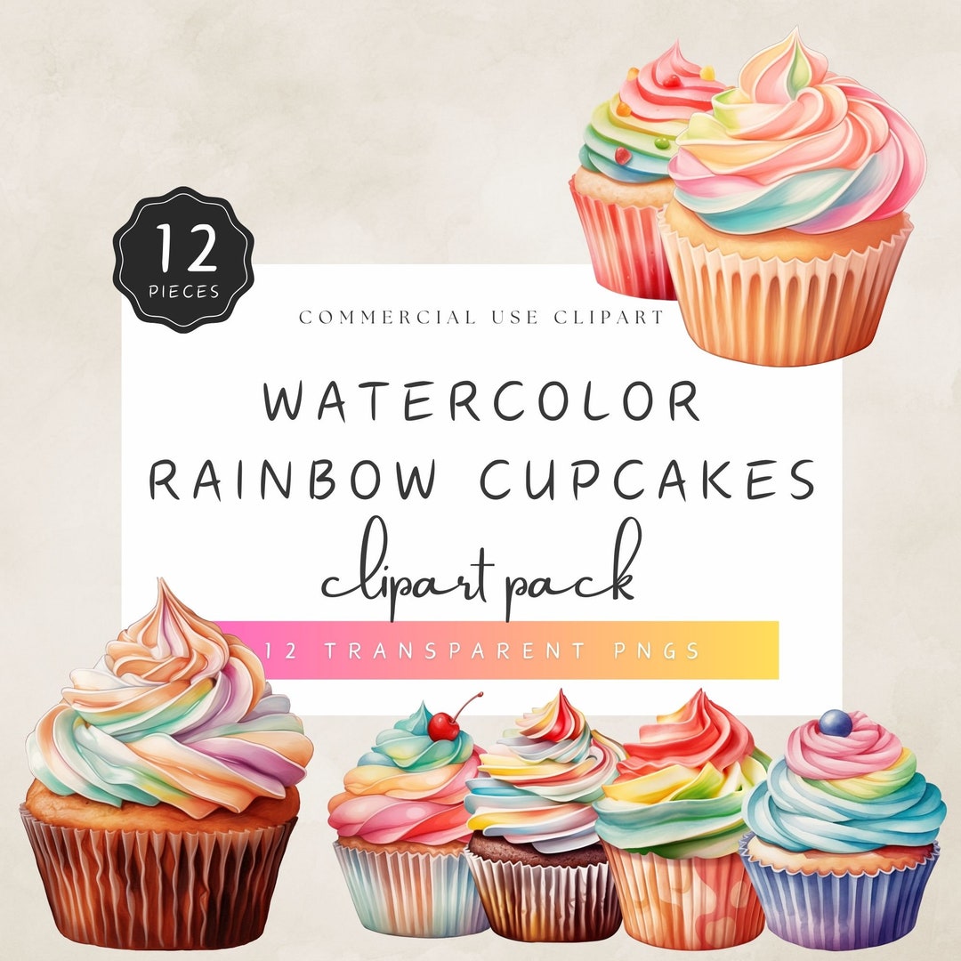 Rainbow Cupcake Clipart LGBTQ Pride Food Graphics Fun Cupcake Colorful ...