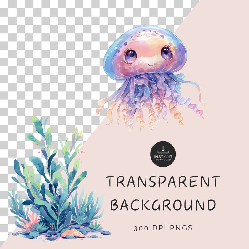 Watercolor Ocean Life Clipart Pack, Cute Starfish Bundle, Shark ...