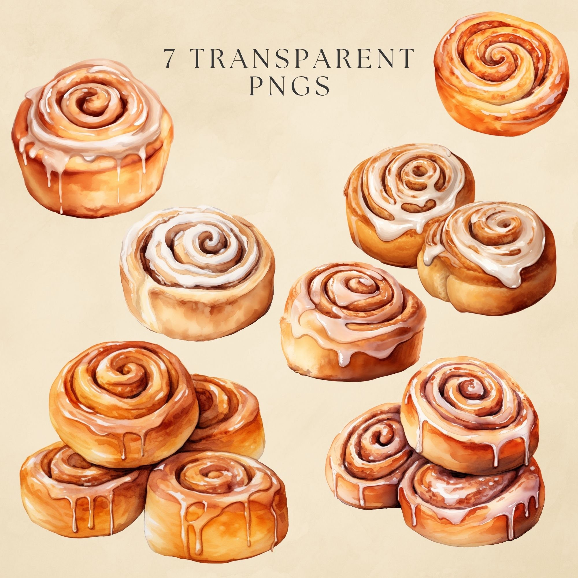 Cinnamon Rolls Clipart Cinnamon Bun PNG for Invite Digital Stickers ...