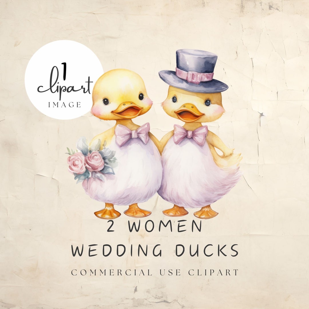 Two Woman Wedding Clipart, Lesbian Ducks Getting Married Illustration, LGBTQ+ Female Duck ...