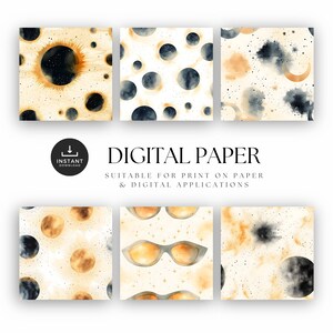 Solar Eclipse Digital Papers, JPG Seamless Pattern, 2024 Natural Bright ...