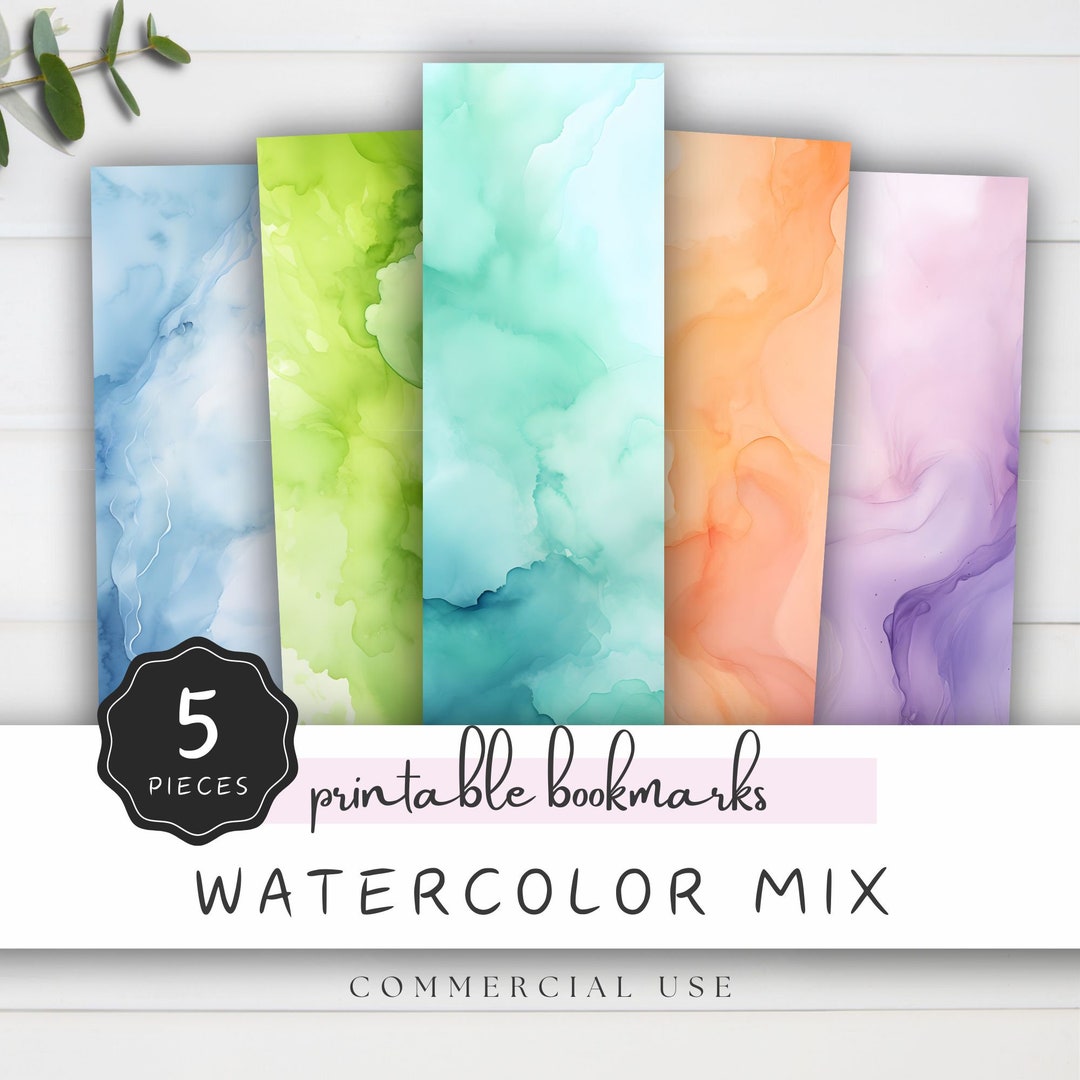 Watercolor Printable Bookmark Set, 5 Rainbow Designs, Booklover Do It ...