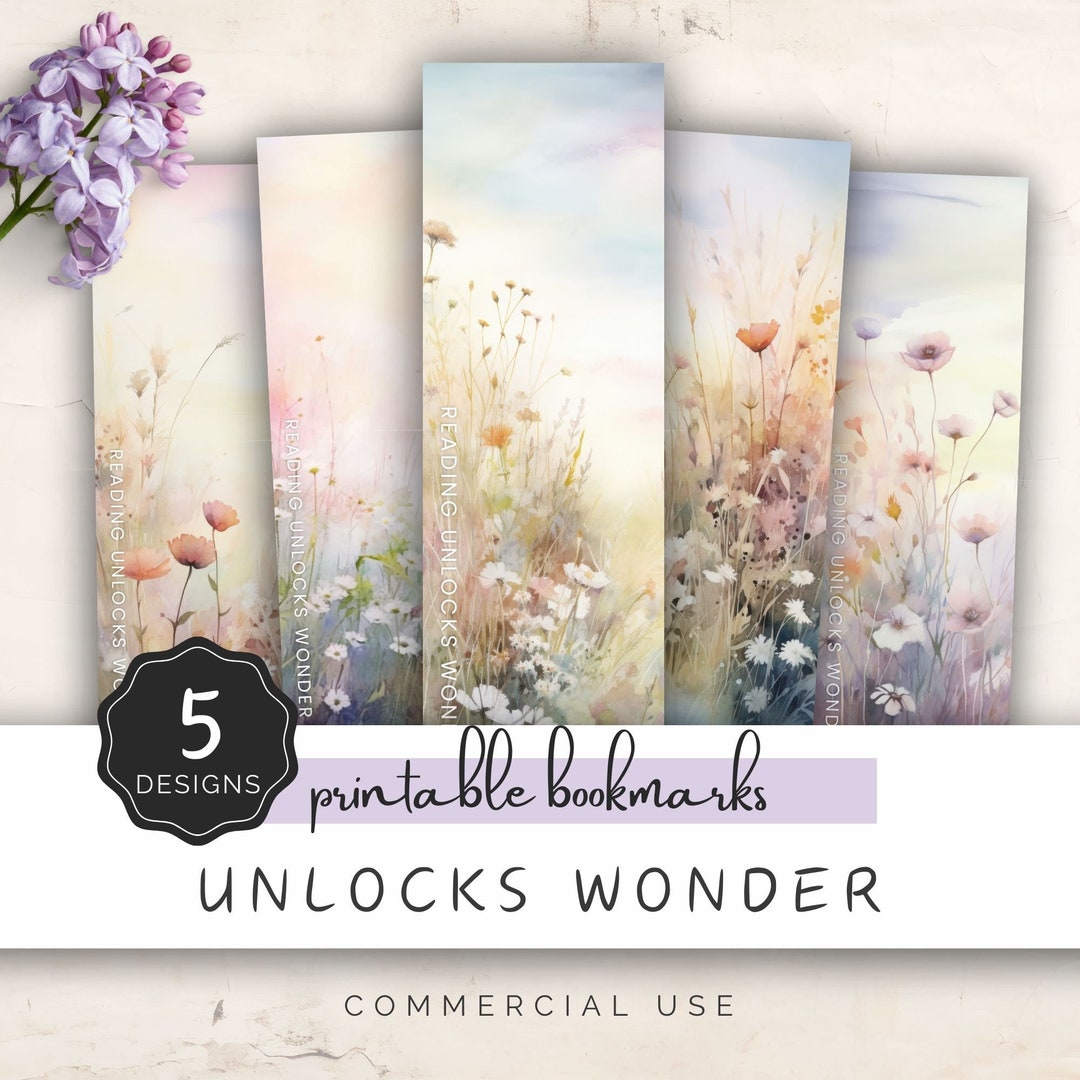 Reading Unlocks Wonder Printable Bookmark, Watercolor Cute Bookmarks ...