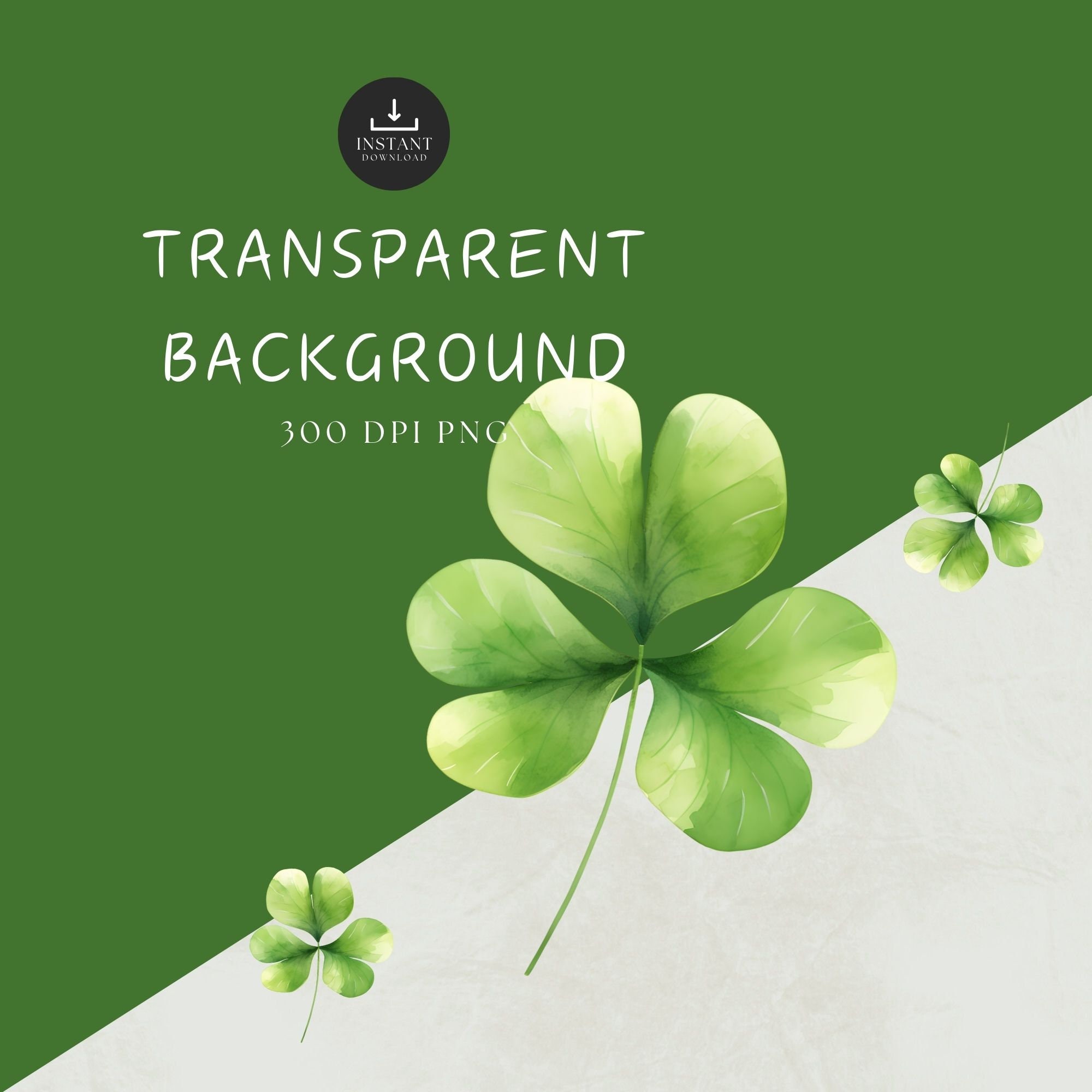 Shamcrock Clipart, Watercolor Shamrock Three Leaves, Single Clover ...