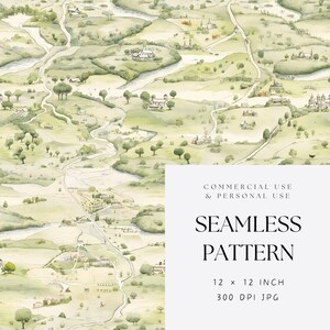 Countryside Map Tiles, Cottagecore Digital Paper, Vintage Map ...
