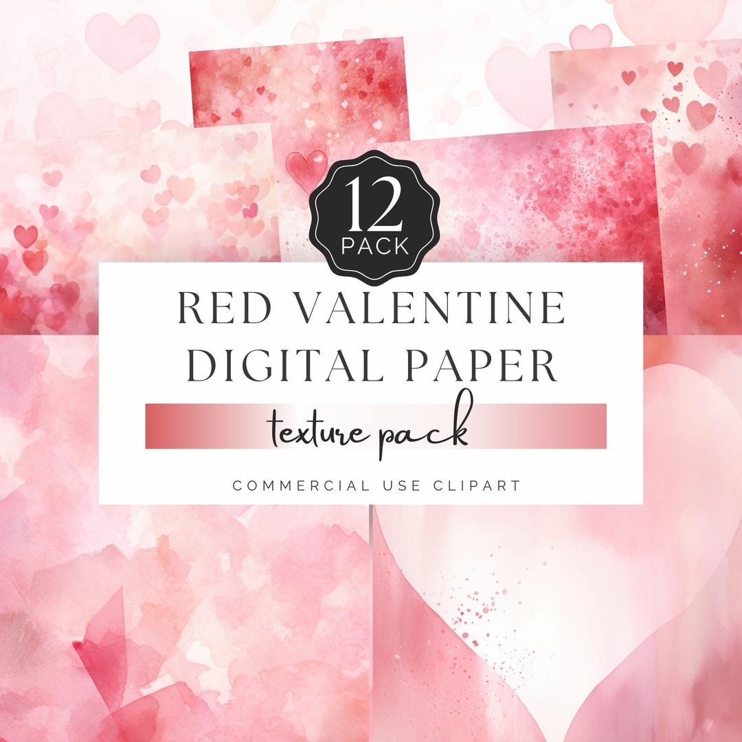 Red Valentines Paper, Watercolor, Background Texture With Hearts ...
