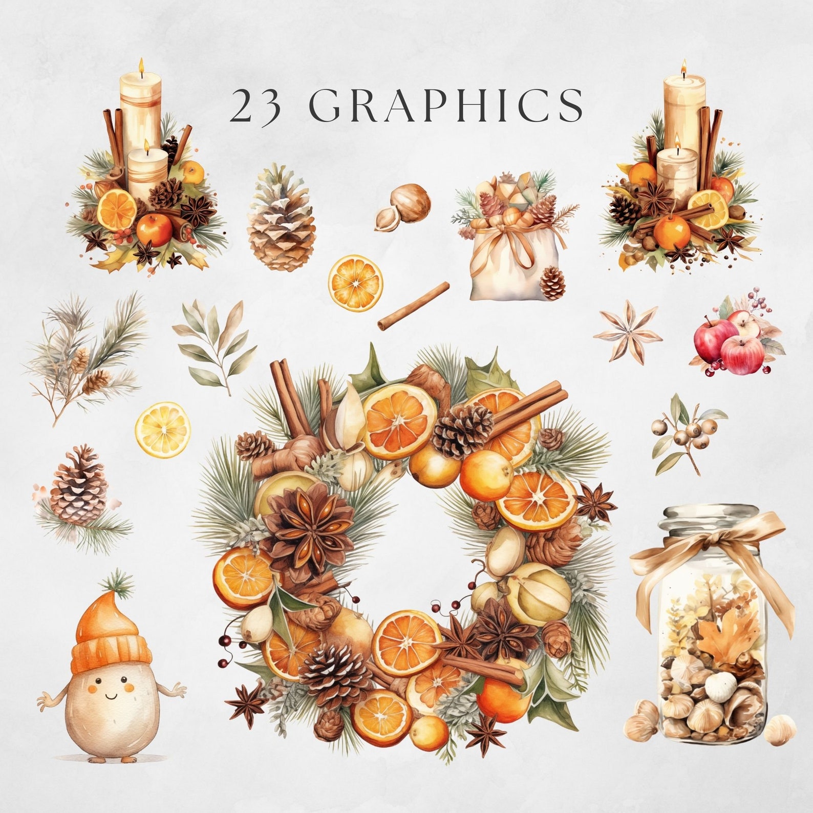 Christmas Potpourri Clipart Pack Watercolor High Quality Transparent ...