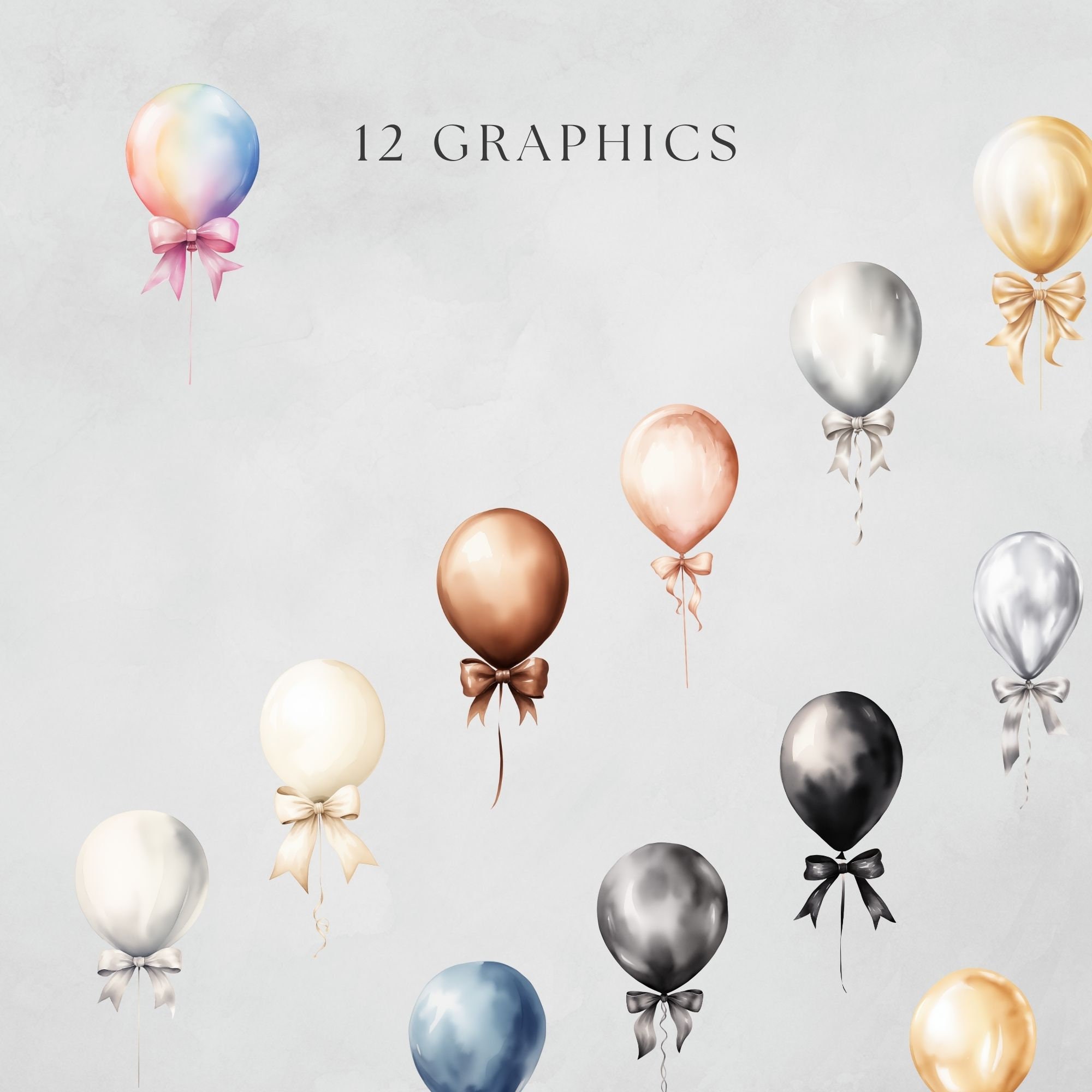 Watercolor Party Balloons Clipart LGBTQ Pride Balloon With Bow Graphics ...