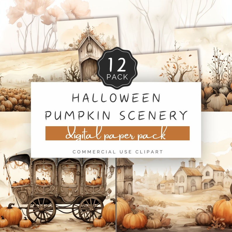 Watercolor Pumpkin Paper Jpg, Haunted Halloween Background, Sweet ...