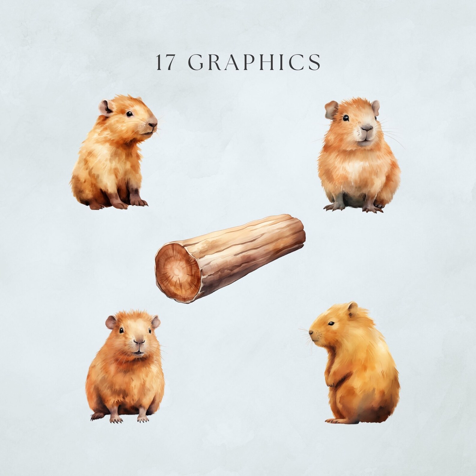 Capybara Clipart Cute Baby Capybara PNG Natural Watercolor Illustration ...