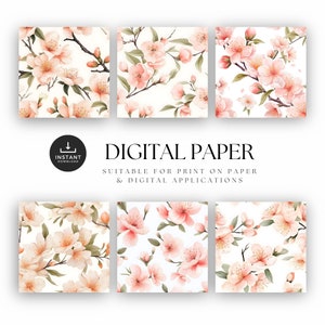 Peach Blossom Digital Papers, JPG Seamless Pattern, 2024 Natural Fruit ...