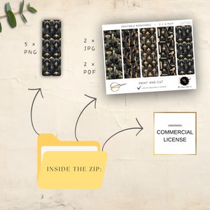 Art Deco Jazz Printable Bookmark, Black and Gold Jazzy Scene, 5 ...