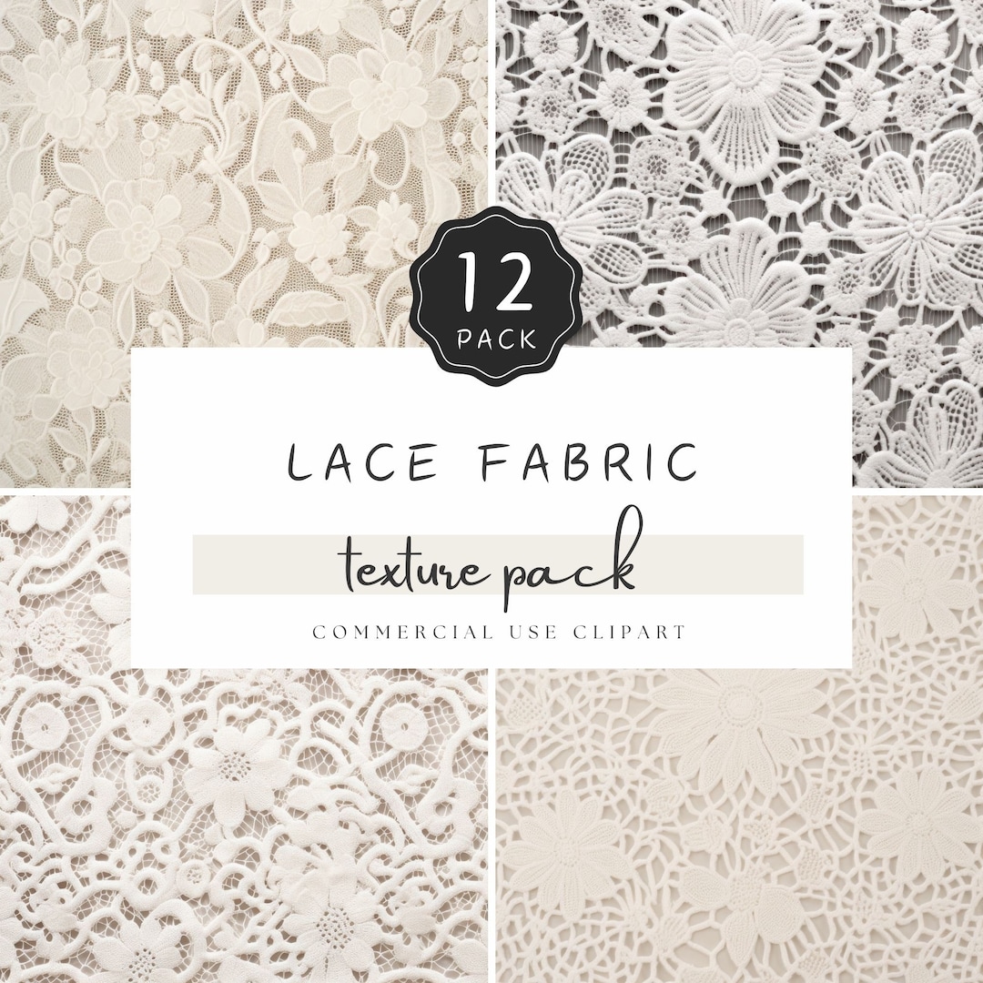 Lace Fabric Texture, Digital Paper Pack of 12 Jpeg, Clean White, Ivory ...