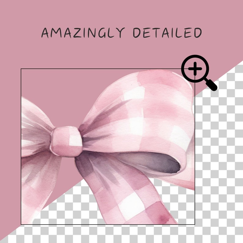 Pink Gingham Bow Clipart, Present Gifts With a Bow, Pastel Pink ...