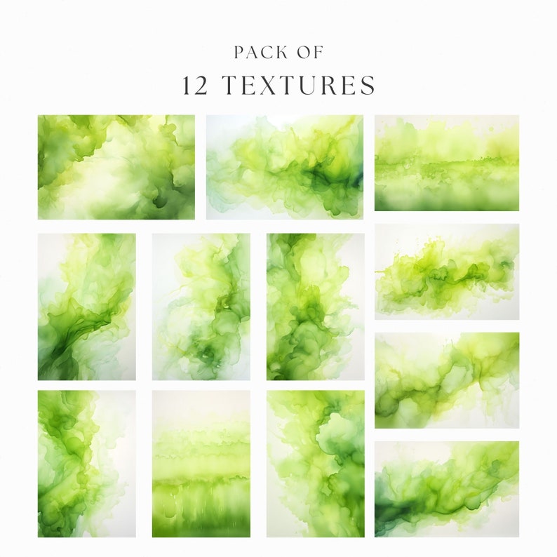 Lime Green Watercolor Wash Texture Pack, Light Green Background Digital ...
