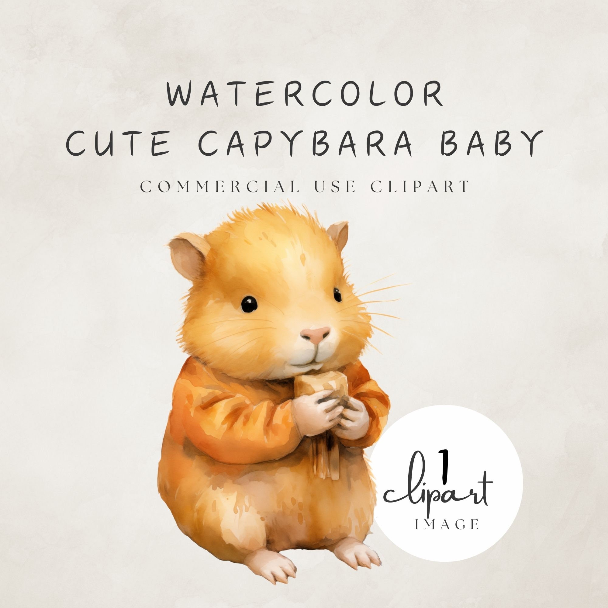Capybara Clipart Cute Capybara Baby Character Watercolor Illustration ...