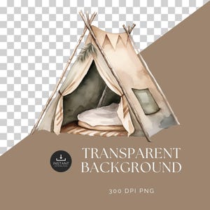 Camping Clipart, Watercolor Tent, Boho Neutral, Baby It's Cold Outside ...