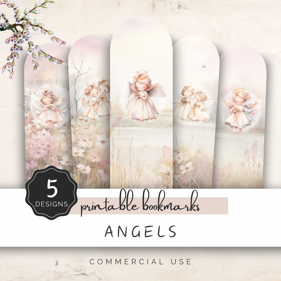 Angels Printable Bookmark, Watercolor Cute Bookmarks Wildflower Pink ...