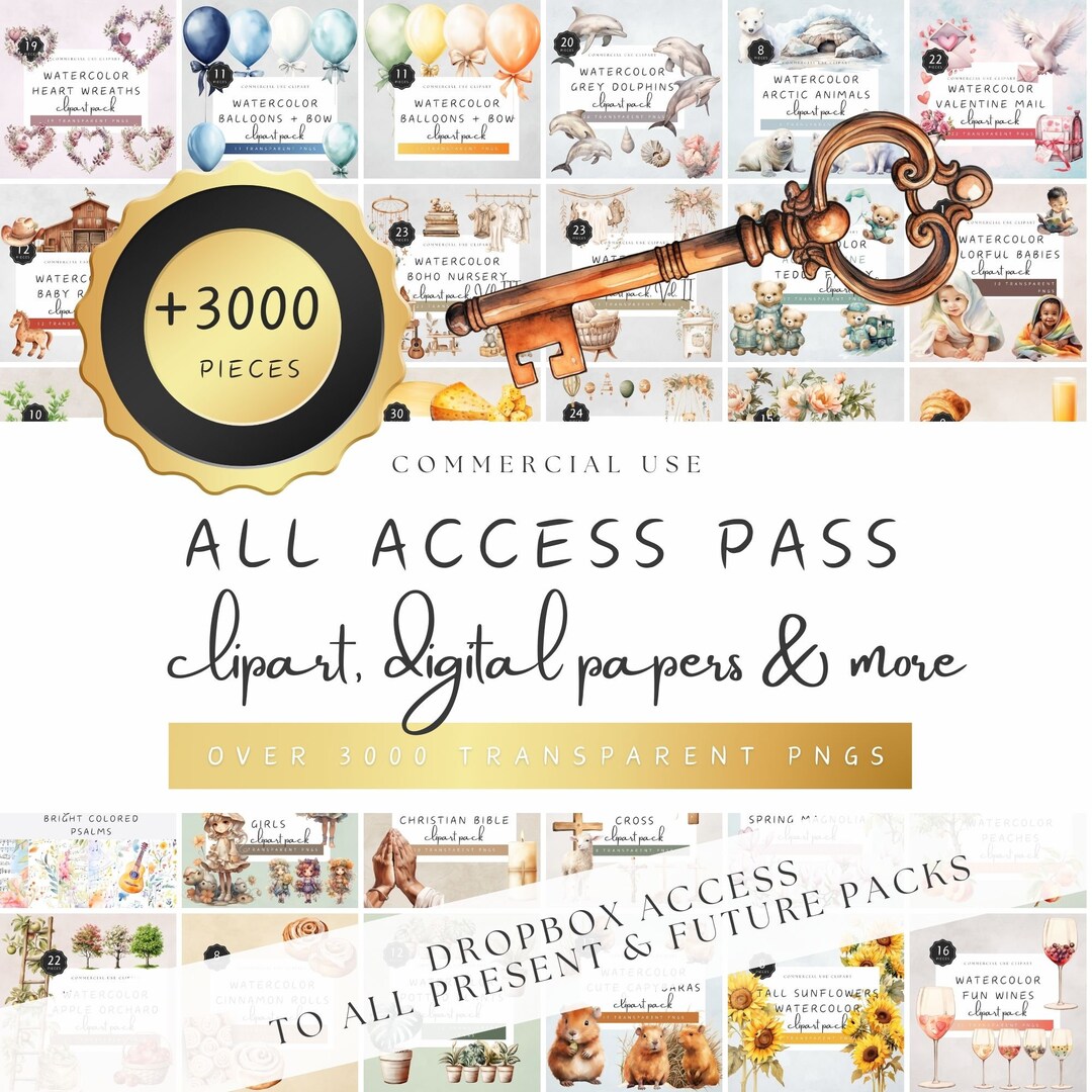 All Access Pass to Uniqueclipartco, Whole Shop Bundle, Clipart Store ...