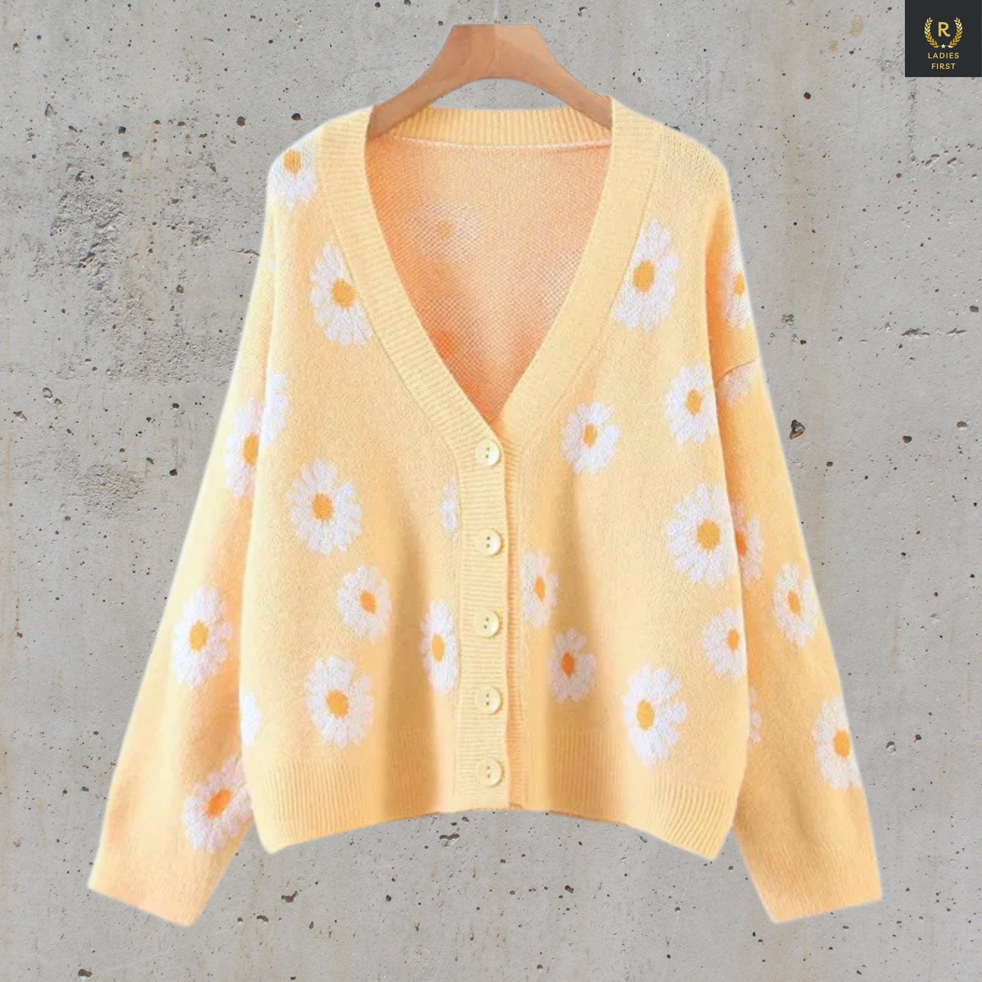 Daisy Flower Cardigan, Knitted Cardigan, Floral Pattern Cardigan ...