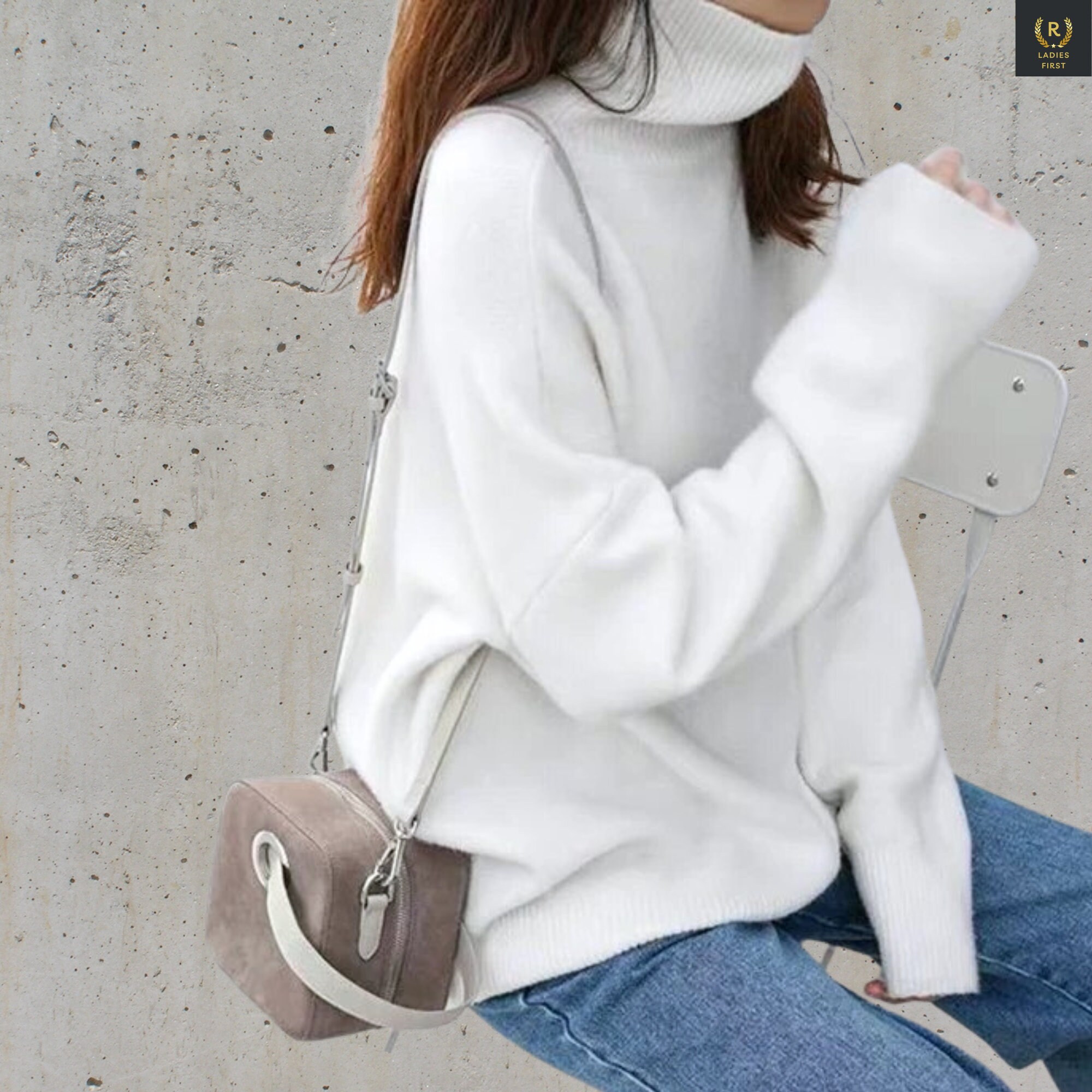Women Turtleneck Sweater, Korean Style Loose Warm Knitted Pullover ...