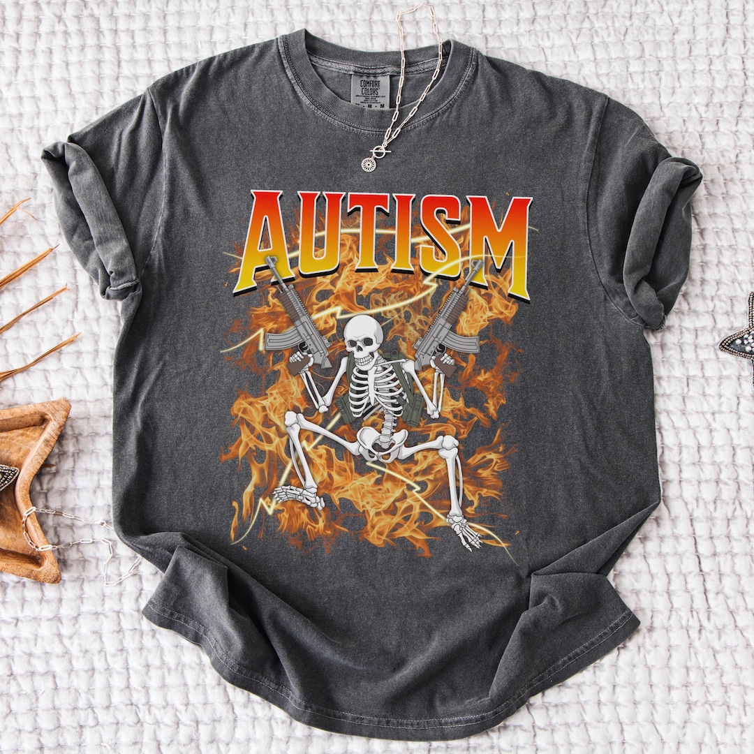 Autism Skeleton Fire Tshirt Comfort Colors® Autism Awareness T Shirt ...
