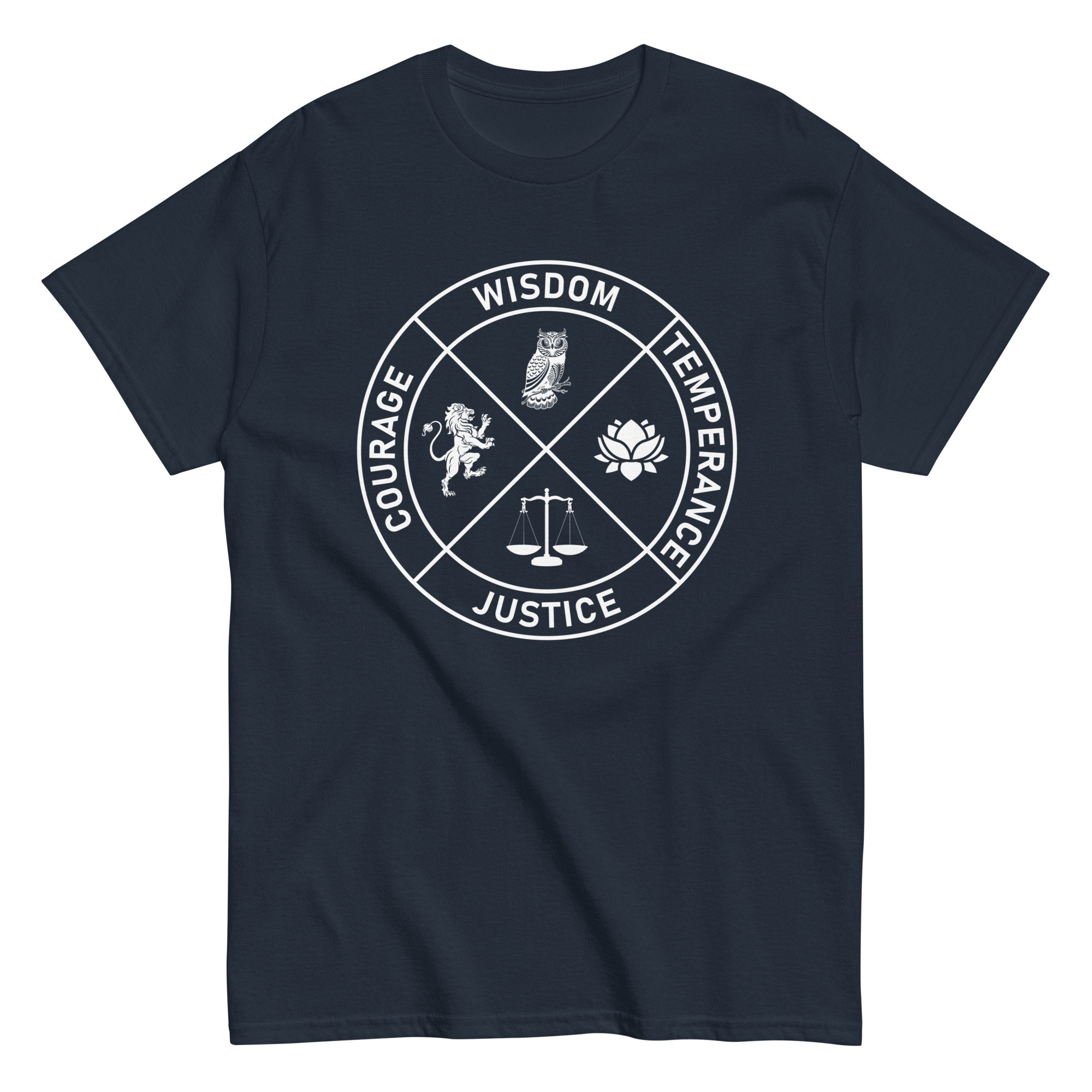 4 Stoic Virtues Wisdom Temperance Justice Courage Stoicism T-shirt ...