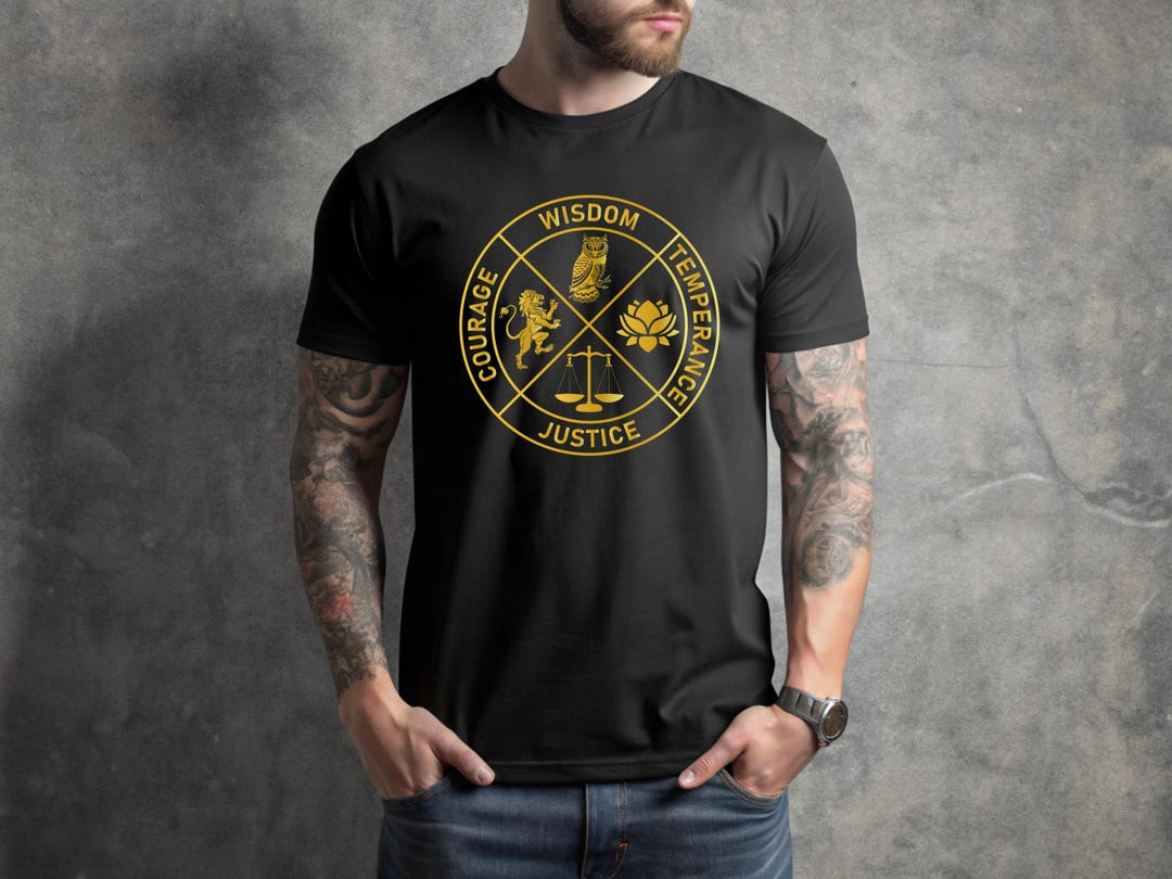 Stoic T-shirt: Stoic Virtues Wisdom, Temperance, Justice & Courage ...