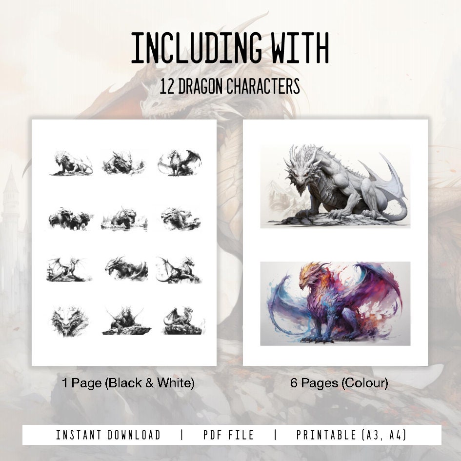 2024 Calendar, Year of Dragons, Monthly & Yearly Vertical Calendar ...