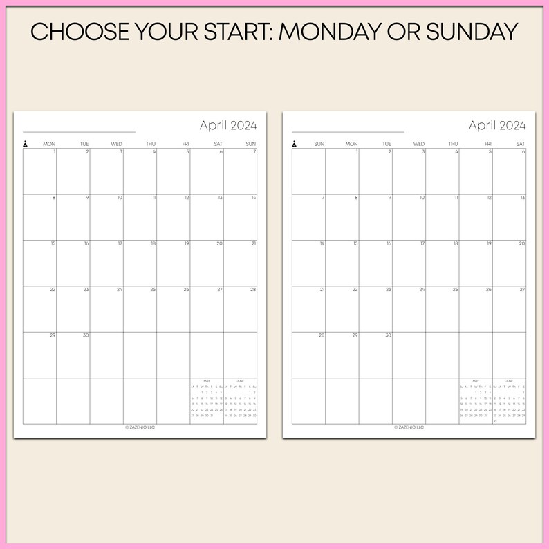 2024-2025 Calendar Printable, April, May, June, July, August, September ...